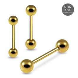 Titanium G23 Gold Anodized Straight Barbells with Ball – Wholesale ...