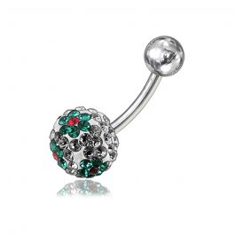 Green Flower Crystal Stone Navel Ring – Wholesale Belly Bar Piercing