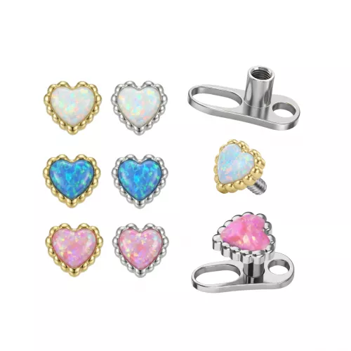 G23 Titanium Opal Heart Dermal Anchor – Wholesale Dermal Piercing