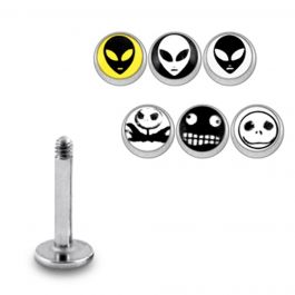 SS Labret with 4mm Alien Logo Ball