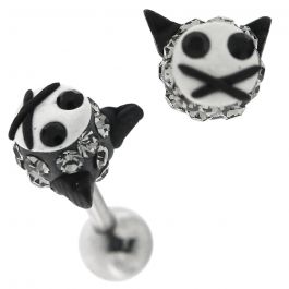 Multi Jeweled Kitty Cat Cartilage Tragus Piercing Ear Stud